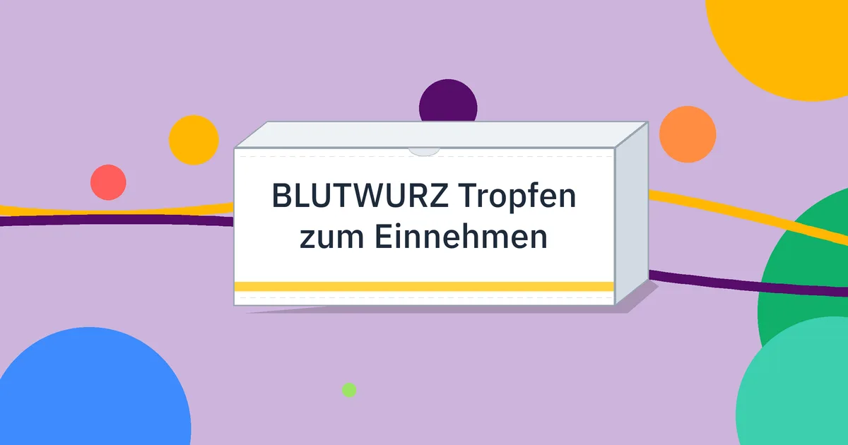 Symbolbild: Packung mit der Aufschrift BLUTWURZ Tropfen zum Einnehmen (PZN 17427317) – Verfügbarkeit und Bezug in Apotheken in Frankfurt am Main