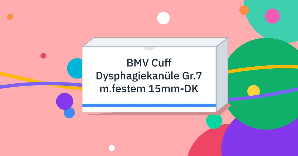 Symbolbild: Packung mit der Aufschrift BMV Cuff Dysphagiekanüle Gr.7 m.festem 15mm-DK (PZN 18848423) – Verfügbarkeit und Bezug in Apotheken in Frankfurt am Main