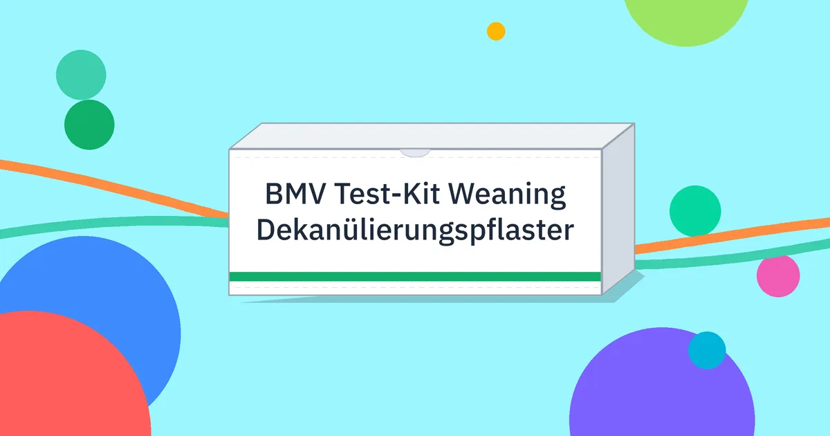 Symbolbild: Packung mit der Aufschrift BMV Test-Kit Weaning Dekanülierungspflaster (PZN 13888292) – Verfügbarkeit und Bezug in Apotheken in Frankfurt am Main