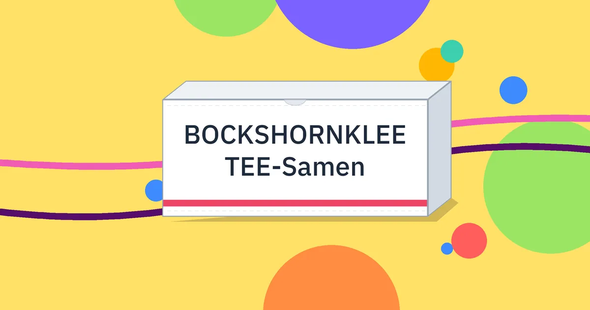 Symbolbild: Packung mit der Aufschrift BOCKSHORNKLEE TEE-Samen (PZN 15242708) – Verfügbarkeit und Bezug in Apotheken in Frankfurt am Main