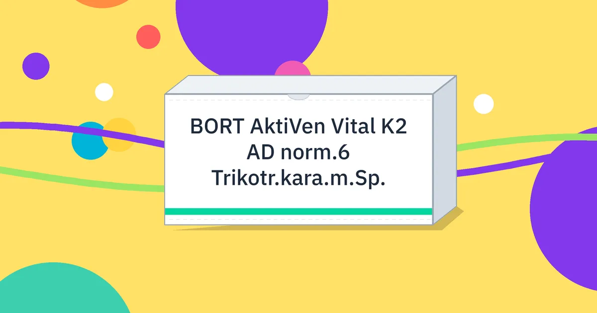 Symbolbild: Packung mit der Aufschrift BORT AktiVen Vital K2 AD norm.6 Trikotr.kara.m.Sp. (PZN 12549464) – Verfügbarkeit und Bezug in Apotheken in Frankfurt am Main