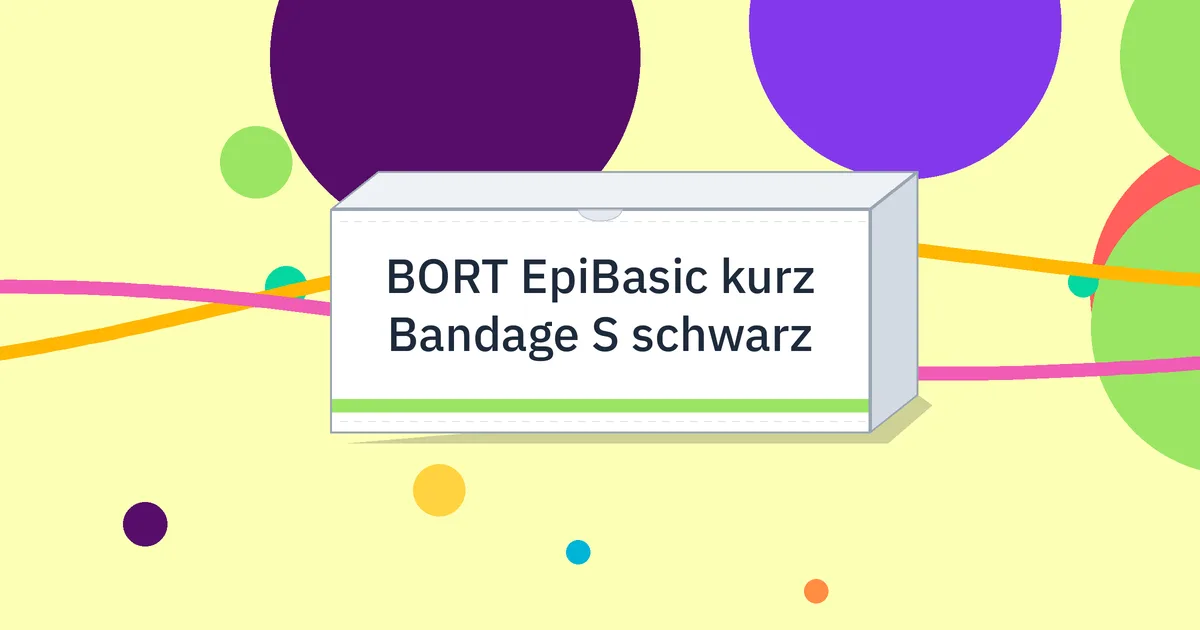 Symbolbild: Packung mit der Aufschrift BORT EpiBasic kurz Bandage S schwarz (PZN 15255898) – Verfügbarkeit und Bezug in Apotheken in Frankfurt am Main