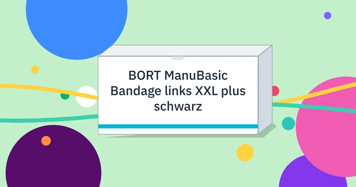 Symbolbild: Packung mit der Aufschrift BORT ManuBasic Bandage links XXL plus schwarz (PZN 18269903) – Verfügbarkeit und Bezug in Apotheken in Frankfurt am Main