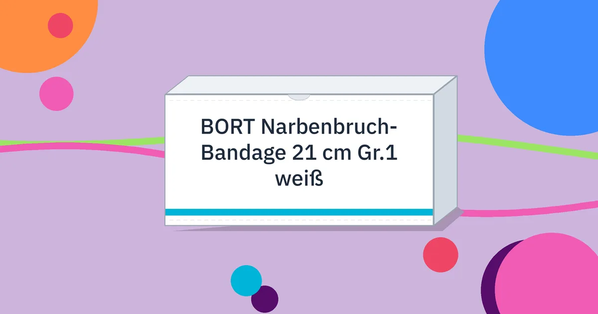 Symbolbild: Packung mit der Aufschrift BORT Narbenbruch-Bandage 21 cm Gr.1 weiß (PZN 09443294) – Verfügbarkeit und Bezug in Apotheken in Frankfurt am Main