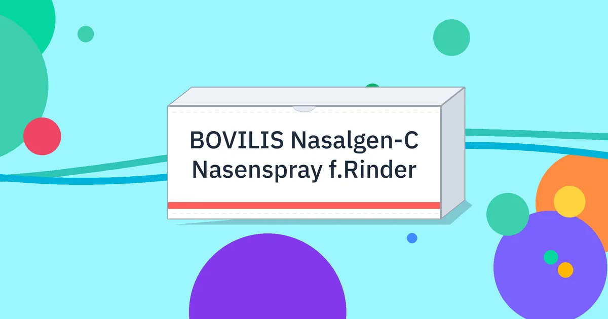 Symbolbild: Packung mit der Aufschrift BOVILIS Nasalgen-C Nasenspray f.Rinder (PZN 18904713) – Verfügbarkeit und Bezug in Apotheken in Frankfurt am Main