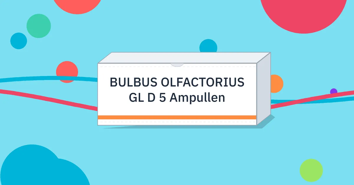 Symbolbild: Packung mit der Aufschrift BULBUS OLFACTORIUS GL D 5 Ampullen (PZN 02909594) – Verfügbarkeit und Bezug in Apotheken in Frankfurt am Main