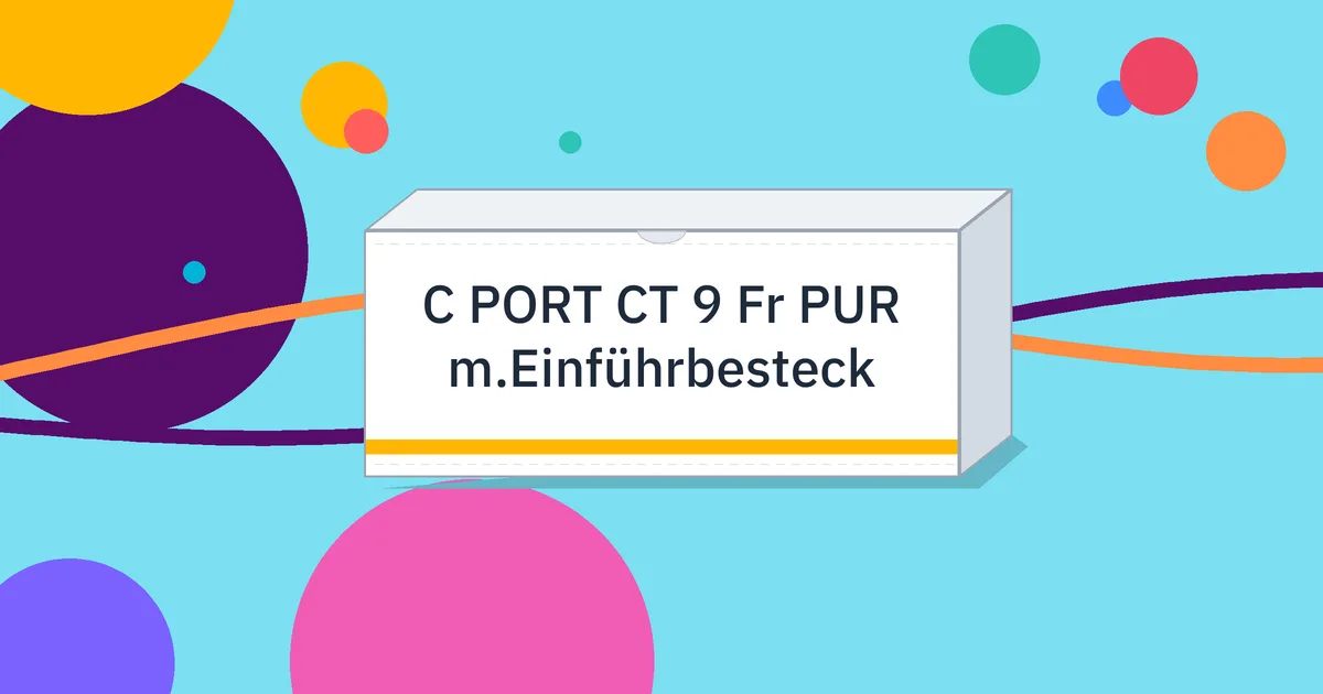 Symbolbild: Packung mit der Aufschrift C PORT CT 9 Fr PUR m.Einführbesteck (PZN 07654064) – Verfügbarkeit und Bezug in Apotheken in Frankfurt am Main