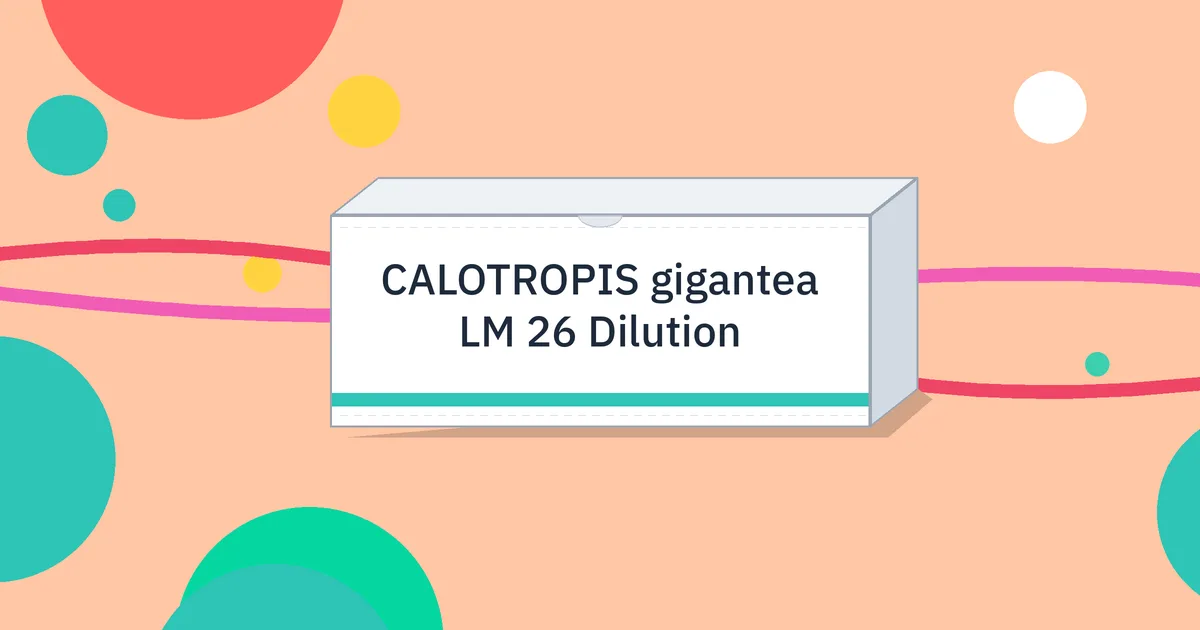 Symbolbild: Packung mit der Aufschrift CALOTROPIS gigantea LM 26 Dilution (PZN 13411302) – Verfügbarkeit und Bezug in Apotheken in Frankfurt am Main