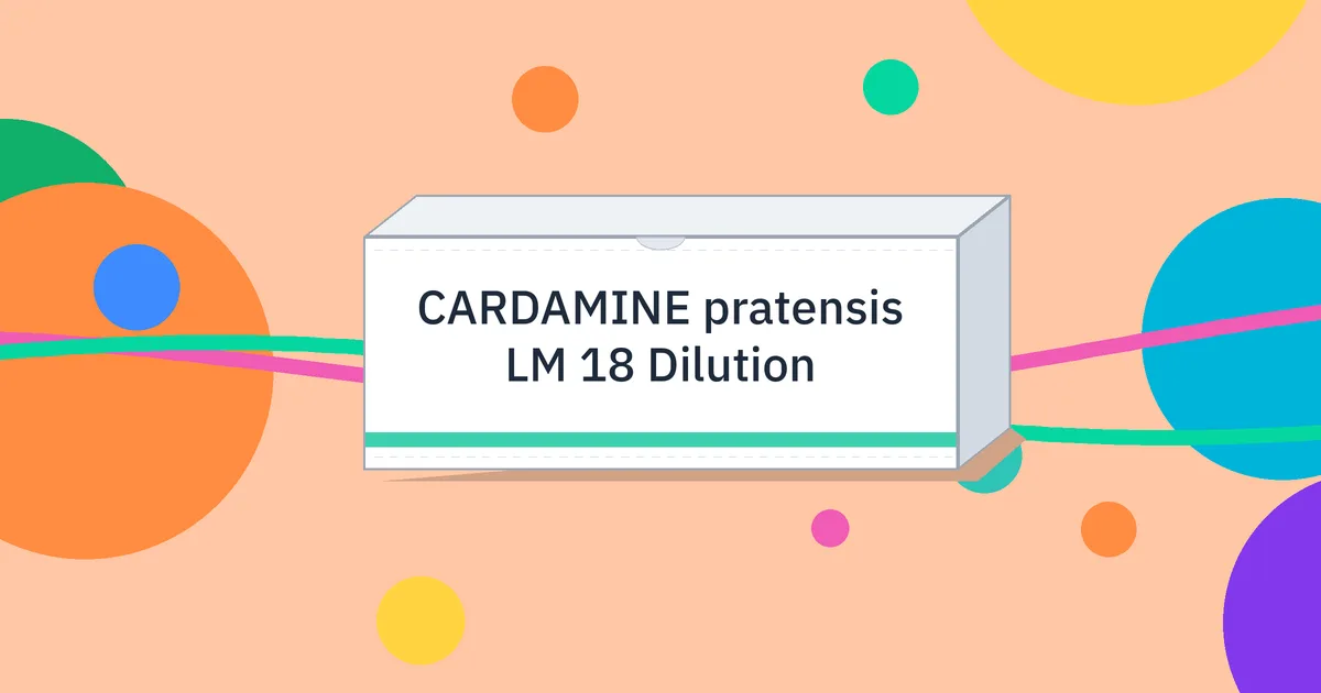Symbolbild: Packung mit der Aufschrift CARDAMINE pratensis LM 18 Dilution (PZN 13429207) – Verfügbarkeit und Bezug in Apotheken in Frankfurt am Main