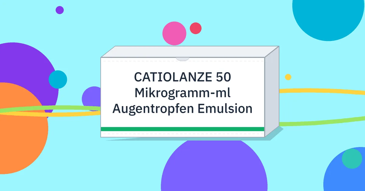 Symbolbild: Packung mit der Aufschrift CATIOLANZE 50 Mikrogramm-ml Augentropfen Emulsion (PZN 19797834) – Verfügbarkeit und Bezug in Apotheken in Frankfurt am Main