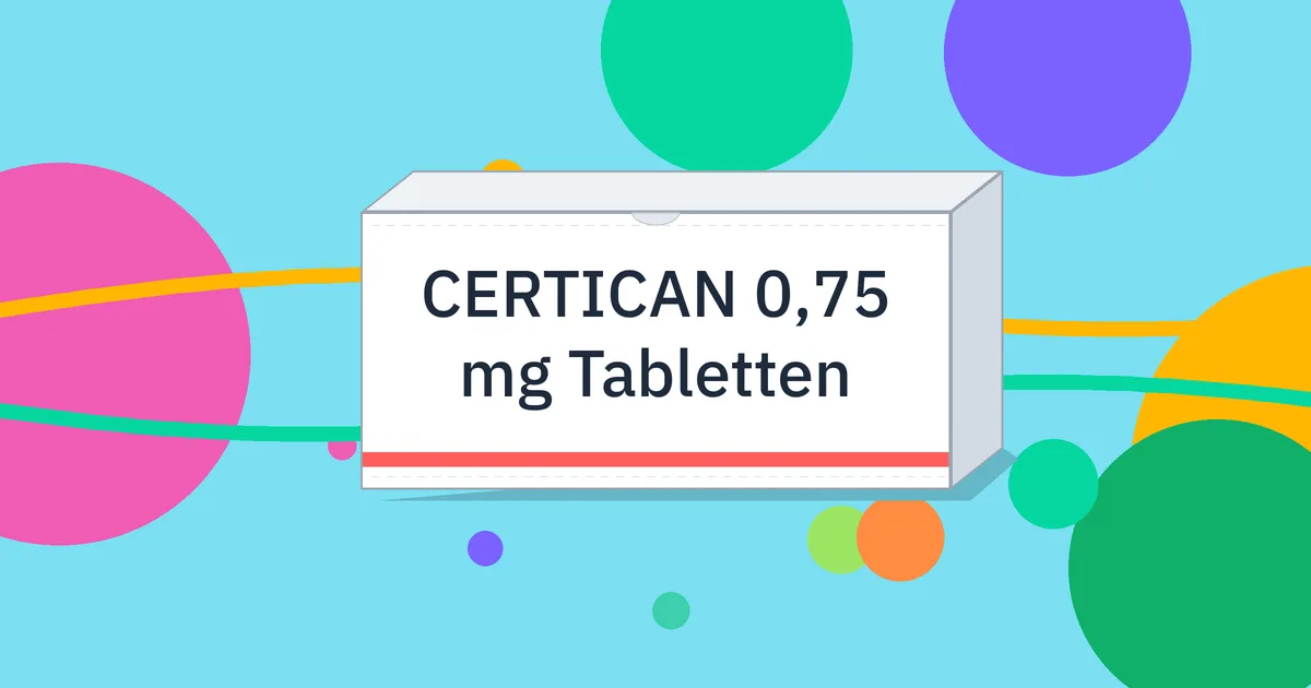 Symbolbild: Packung mit der Aufschrift CERTICAN 0,75 mg Tabletten (PZN 06714278) – Verfügbarkeit und Bezug in Apotheken in Frankfurt am Main