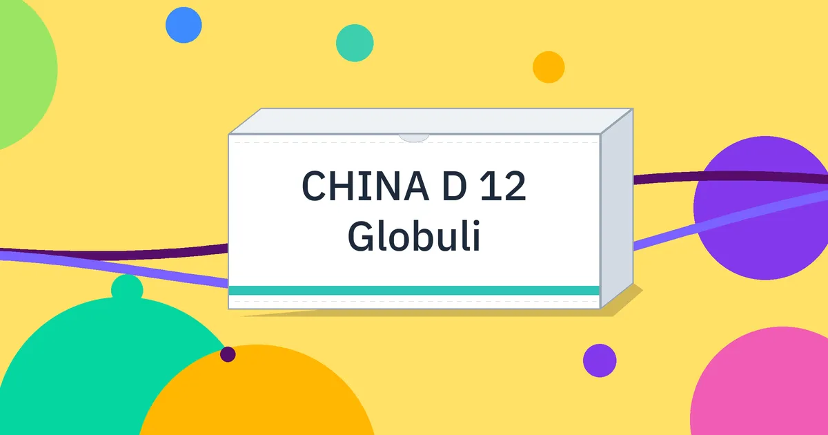 Symbolbild: Packung mit der Aufschrift CHINA D 12 Globuli (PZN 02812989) – Verfügbarkeit und Bezug in Apotheken in Frankfurt am Main