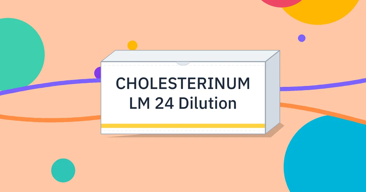 Symbolbild: Packung mit der Aufschrift CHOLESTERINUM LM 24 Dilution (PZN 12817479) – Verfügbarkeit und Bezug in Apotheken in Frankfurt am Main