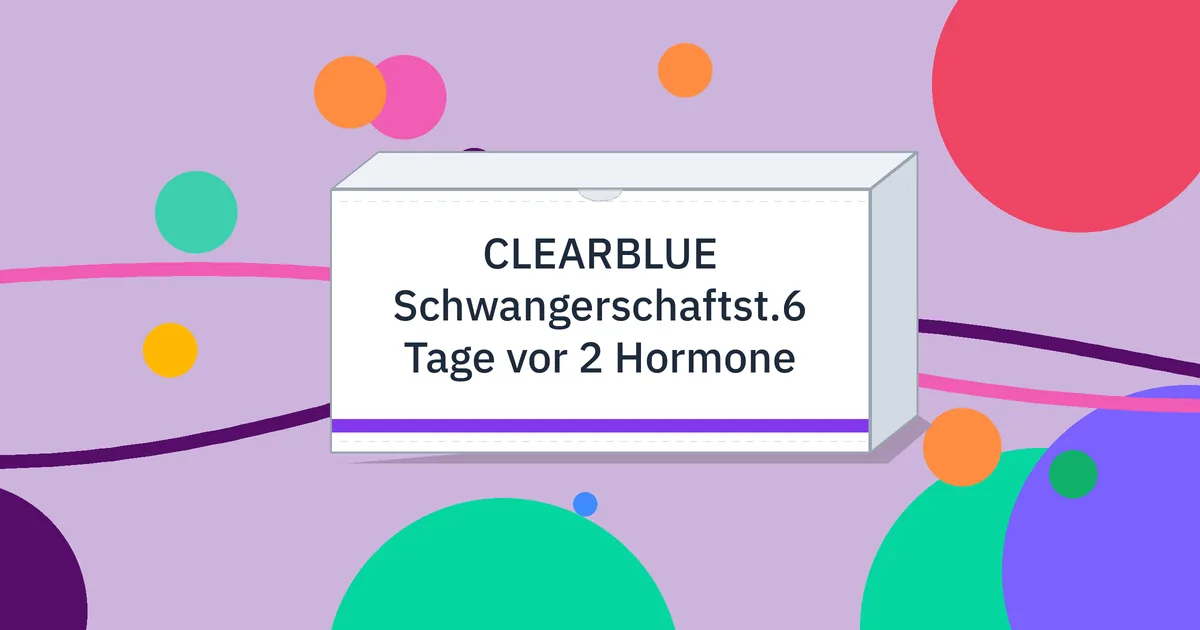 Symbolbild: Packung mit der Aufschrift CLEARBLUE Schwangerschaftst.6 Tage vor 2 Hormone (PZN 20108395) – Verfügbarkeit und Bezug in Apotheken in Frankfurt am Main