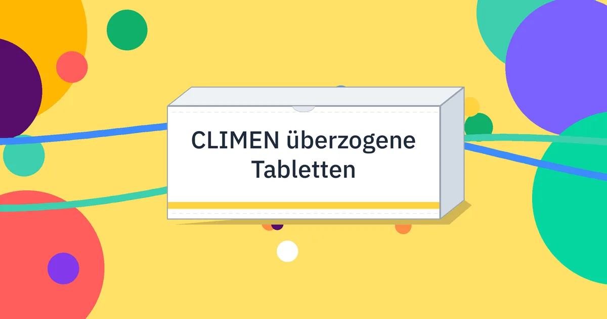 Symbolbild: Packung mit der Aufschrift CLIMEN überzogene Tabletten (PZN 04650812) – Verfügbarkeit und Bezug in Apotheken in Frankfurt am Main
