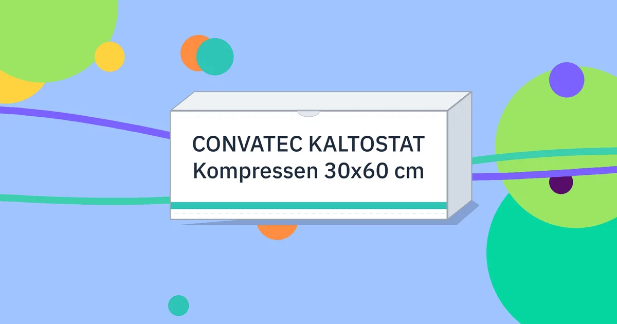 Symbolbild: Packung mit der Aufschrift CONVATEC KALTOSTAT Kompressen 30x60 cm (PZN 14199991) – Verfügbarkeit und Bezug in Apotheken in Frankfurt am Main