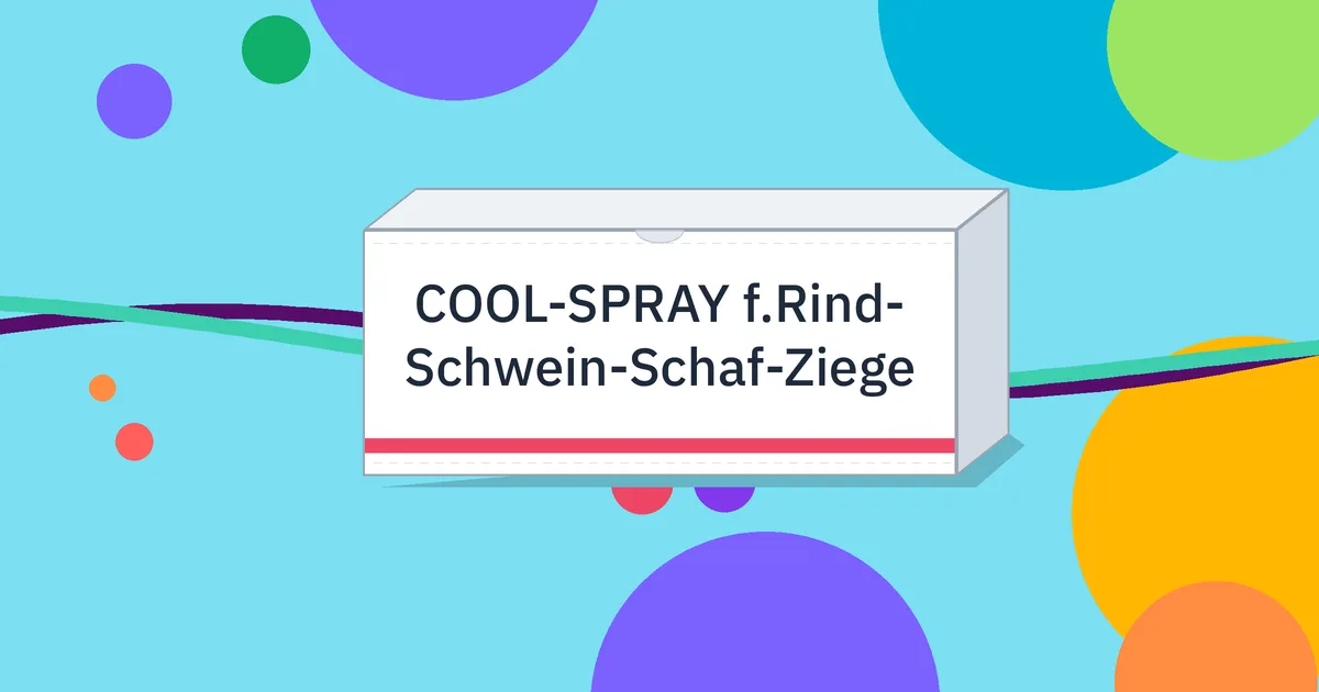 Symbolbild: Packung mit der Aufschrift COOL-SPRAY f.Rind-Schwein-Schaf-Ziege (PZN 00885872) – Verfügbarkeit und Bezug in Apotheken in Frankfurt am Main