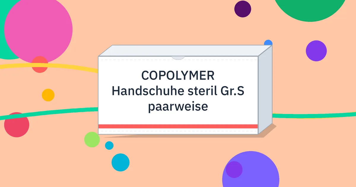 Symbolbild: Packung mit der Aufschrift COPOLYMER Handschuhe steril Gr.S paarweise (PZN 05854178) – Verfügbarkeit und Bezug in Apotheken in Frankfurt am Main