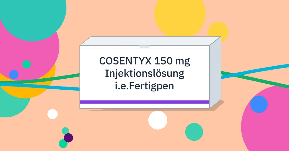 Symbolbild: Packung mit der Aufschrift COSENTYX 150 mg Injektionslösung i.e.Fertigpen (PZN 12559422) – Verfügbarkeit und Bezug in Apotheken in Frankfurt am Main