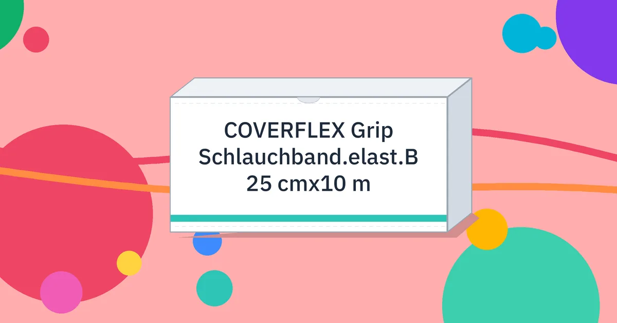 Symbolbild: Packung mit der Aufschrift COVERFLEX Grip Schlauchband.elast.B 25 cmx10 m (PZN 13971314) – Verfügbarkeit und Bezug in Apotheken in Frankfurt am Main