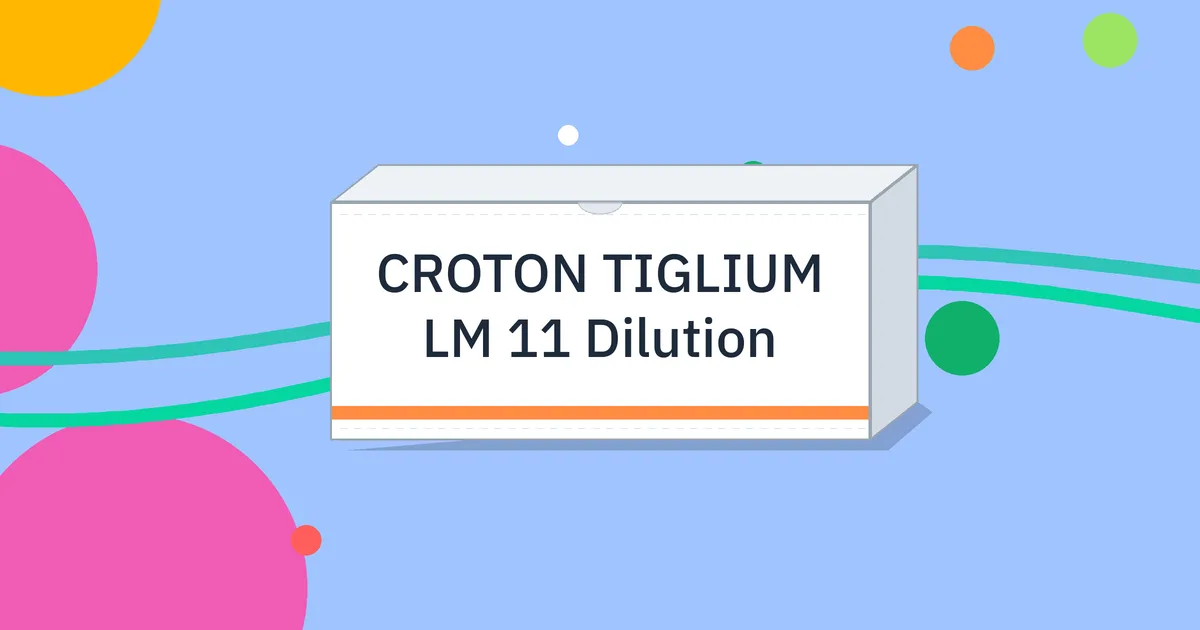 Symbolbild: Packung mit der Aufschrift CROTON TIGLIUM LM 11 Dilution (PZN 12836347) – Verfügbarkeit und Bezug in Apotheken in Frankfurt am Main