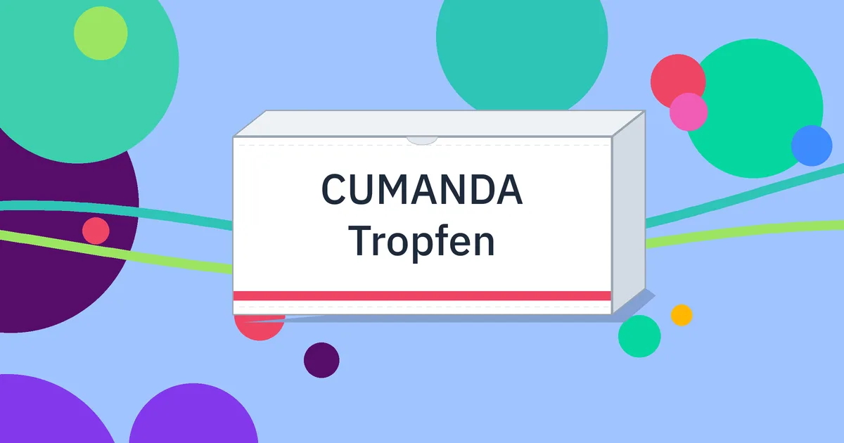 Symbolbild: Packung mit der Aufschrift CUMANDA Tropfen (PZN 19815667) – Verfügbarkeit und Bezug in Apotheken in Frankfurt am Main