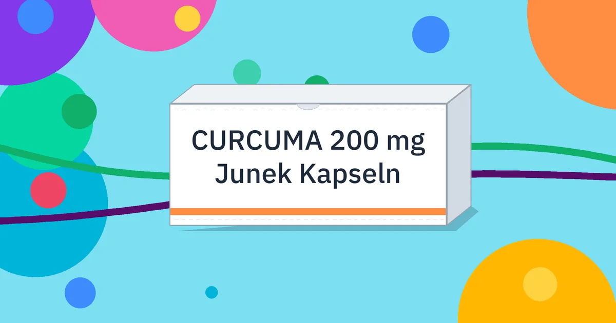 Symbolbild: Packung mit der Aufschrift CURCUMA 200 mg Junek Kapseln (PZN 10053291) – Verfügbarkeit und Bezug in Apotheken in Frankfurt am Main