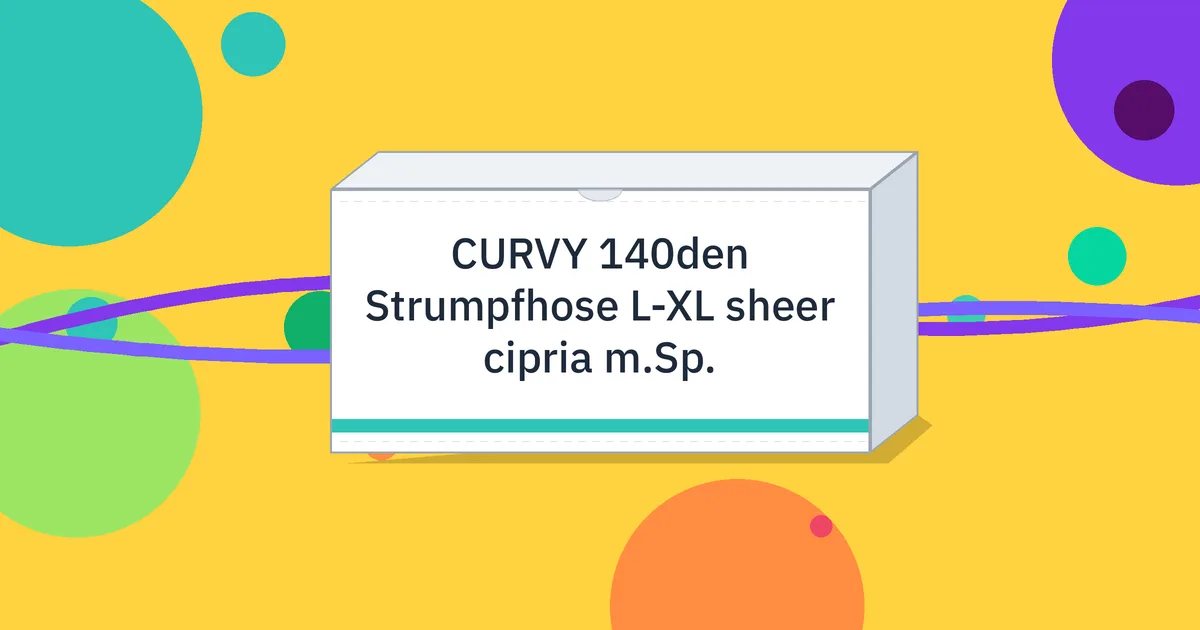 Symbolbild: Packung mit der Aufschrift CURVY 140den Strumpfhose L-XL sheer cipria m.Sp. (PZN 16175575) – Verfügbarkeit und Bezug in Apotheken in Frankfurt am Main