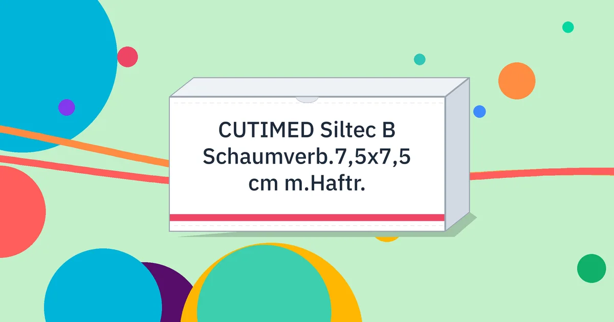 Symbolbild: Packung mit der Aufschrift CUTIMED Siltec B Schaumverb.7,5x7,5 cm m.Haftr. (PZN 01293441) – Verfügbarkeit und Bezug in Apotheken in Frankfurt am Main