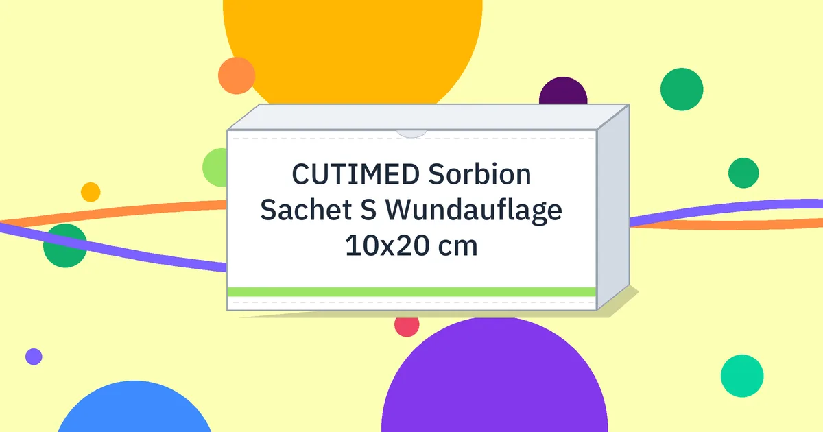 Symbolbild: Packung mit der Aufschrift CUTIMED Sorbion Sachet S Wundauflage 10x20 cm (PZN 19785222) – Verfügbarkeit und Bezug in Apotheken in Frankfurt am Main