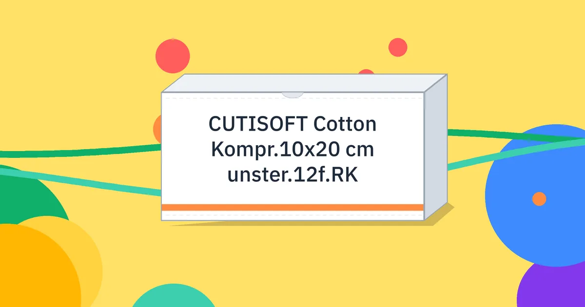Symbolbild: Packung mit der Aufschrift CUTISOFT Cotton Kompr.10x20 cm unster.12f.RK (PZN 12656088) – Verfügbarkeit und Bezug in Apotheken in Frankfurt am Main