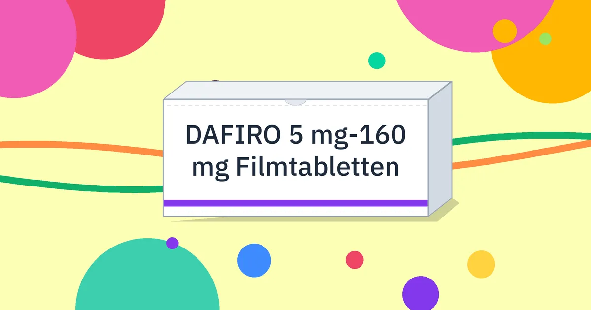 Symbolbild: Packung mit der Aufschrift DAFIRO 5 mg-160 mg Filmtabletten (PZN 17523357) – Verfügbarkeit und Bezug in Apotheken in Frankfurt am Main