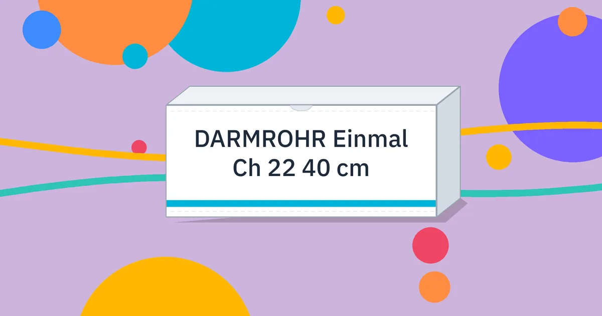 Symbolbild: Packung mit der Aufschrift DARMROHR Einmal Ch 22 40 cm (PZN 10082944) – Verfügbarkeit und Bezug in Apotheken in Frankfurt am Main
