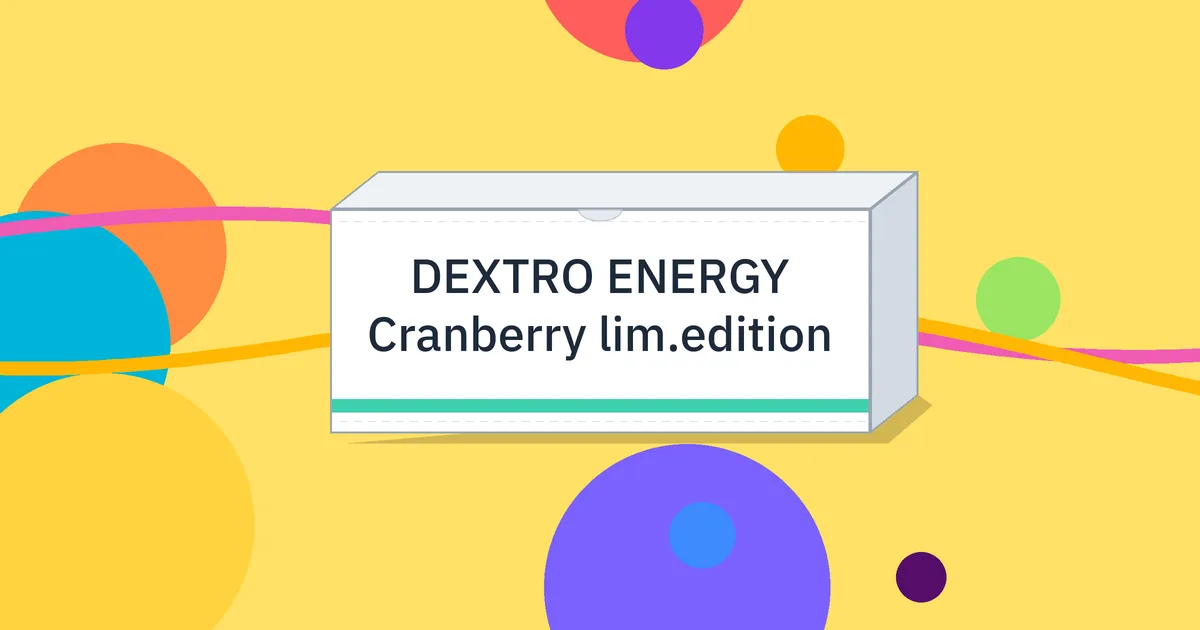 Symbolbild: Packung mit der Aufschrift DEXTRO ENERGY Cranberry lim.edition (PZN 06576362) – Verfügbarkeit und Bezug in Apotheken in Frankfurt am Main
