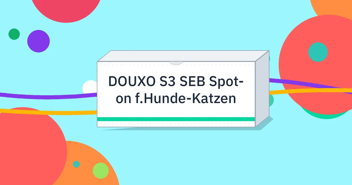 Symbolbild: Packung mit der Aufschrift DOUXO S3 SEB Spot-on f.Hunde-Katzen (PZN 17826371) – Verfügbarkeit und Bezug in Apotheken in Frankfurt am Main
