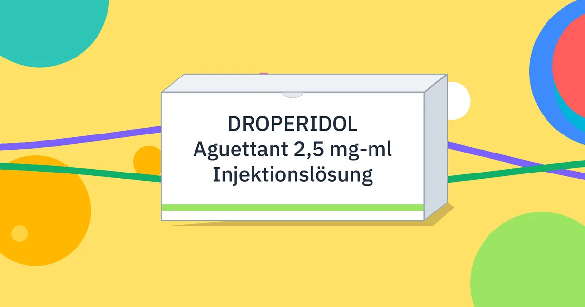 Symbolbild: Packung mit der Aufschrift DROPERIDOL Aguettant 2,5 mg-ml Injektionslösung (PZN 20105149) – Verfügbarkeit und Bezug in Apotheken in Frankfurt am Main