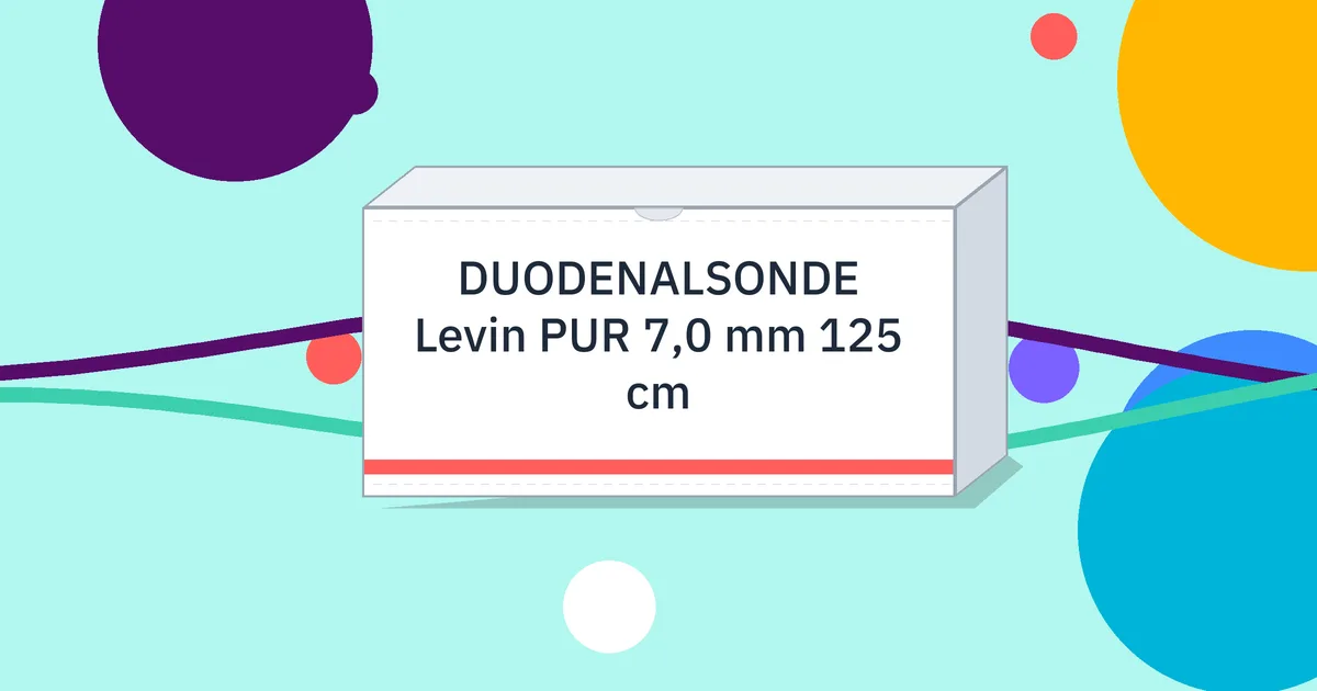 Symbolbild: Packung mit der Aufschrift DUODENALSONDE Levin PUR 7,0 mm 125 cm (PZN 00989554) – Verfügbarkeit und Bezug in Apotheken in Frankfurt am Main