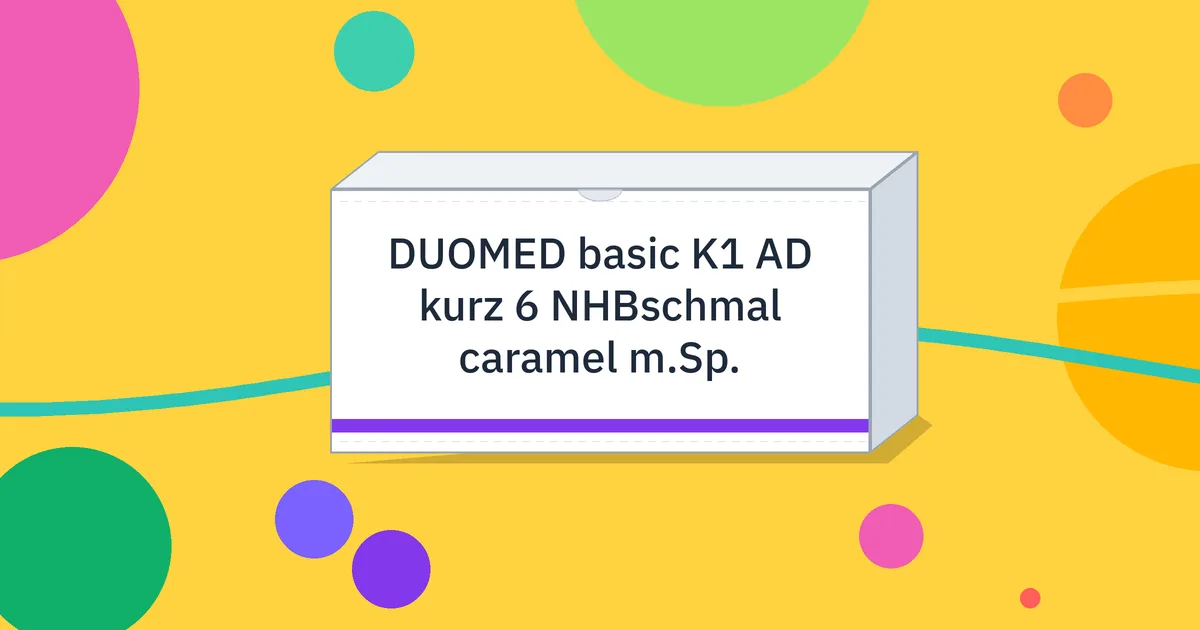 Symbolbild: Packung mit der Aufschrift DUOMED basic K1 AD kurz 6 NHBschmal caramel m.Sp. (PZN 20904347) – Verfügbarkeit und Bezug in Apotheken in Frankfurt am Main
