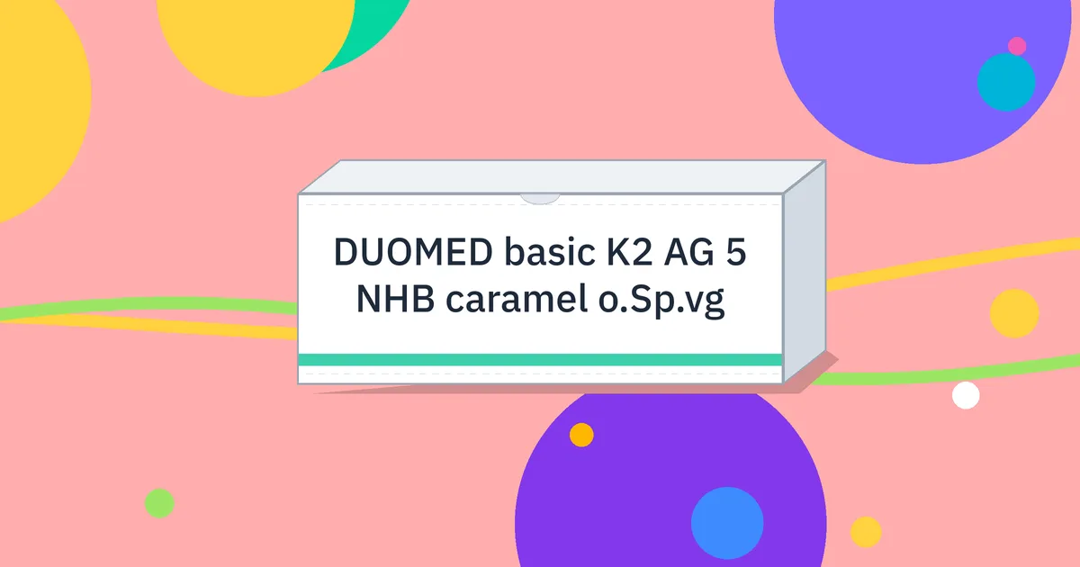 Symbolbild: Packung mit der Aufschrift DUOMED basic K2 AG 5 NHB caramel o.Sp.vg (PZN 20908670) – Verfügbarkeit und Bezug in Apotheken in Frankfurt am Main