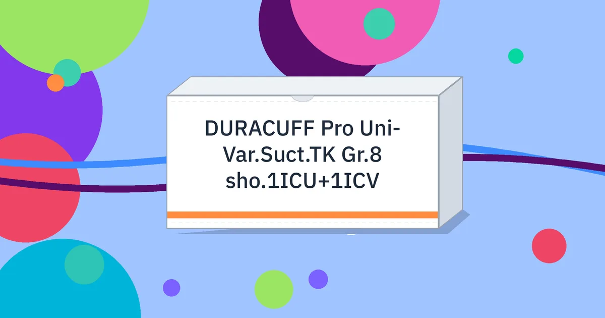 Symbolbild: Packung mit der Aufschrift DURACUFF Pro Uni-Var.Suct.TK Gr.8 sho.1ICU+1ICV (PZN 19244503) – Verfügbarkeit und Bezug in Apotheken in Frankfurt am Main
