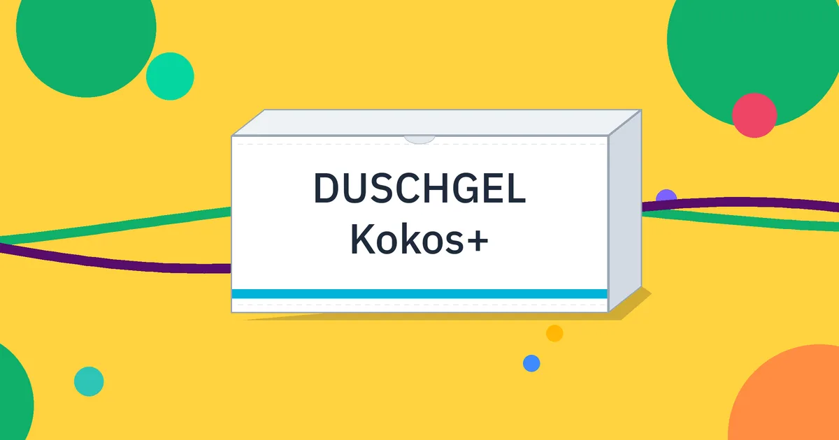 Symbolbild: Packung mit der Aufschrift DUSCHGEL Kokos+ (PZN 19921085) – Verfügbarkeit und Bezug in Apotheken in Frankfurt am Main