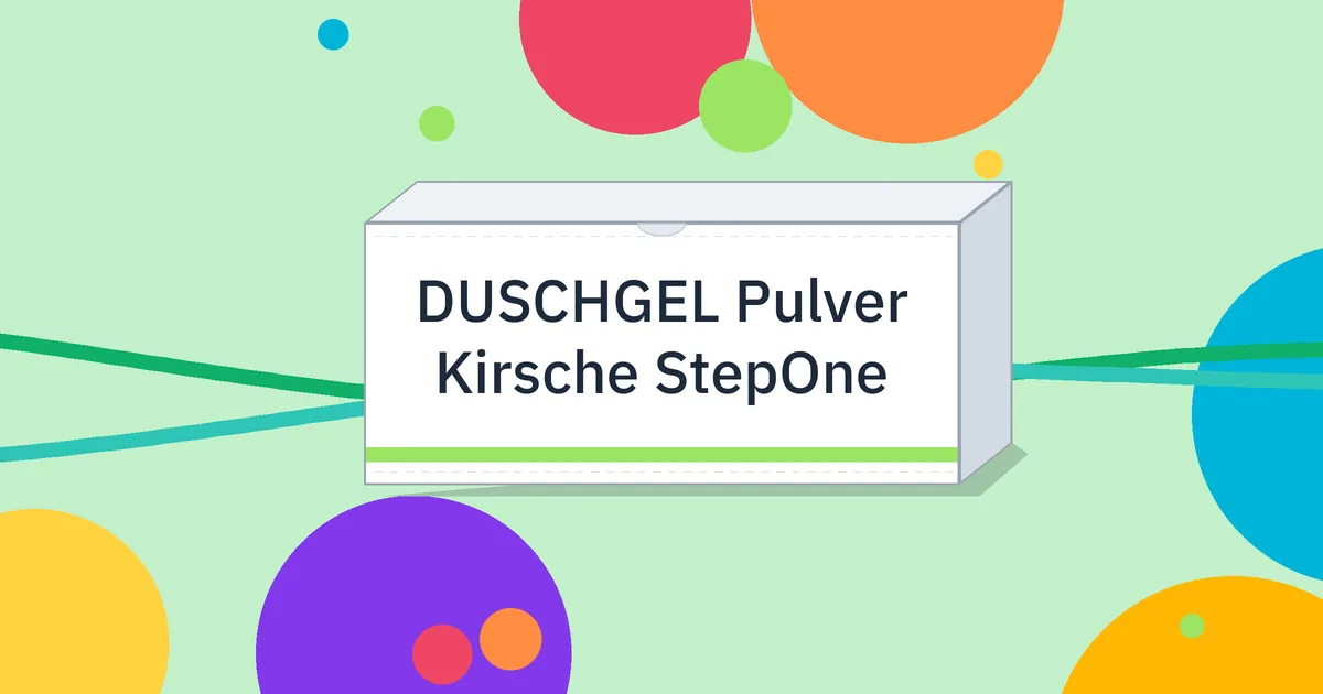 Symbolbild: Packung mit der Aufschrift DUSCHGEL Pulver Kirsche StepOne (PZN 16937944) – Verfügbarkeit und Bezug in Apotheken in Frankfurt am Main