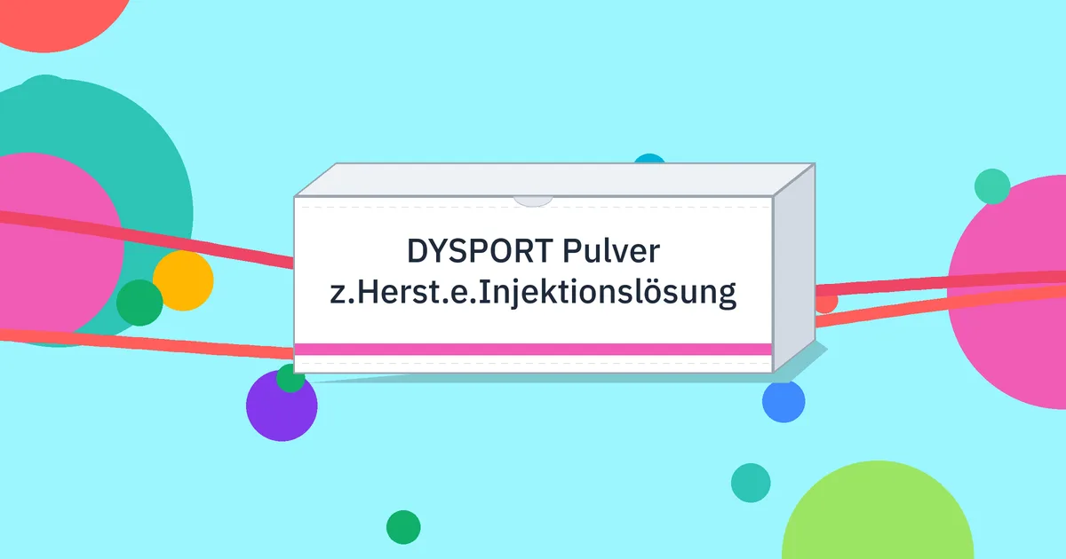 Symbolbild: Packung mit der Aufschrift DYSPORT Pulver z.Herst.e.Injektionslösung (PZN 03500298) – Verfügbarkeit und Bezug in Apotheken in Frankfurt am Main