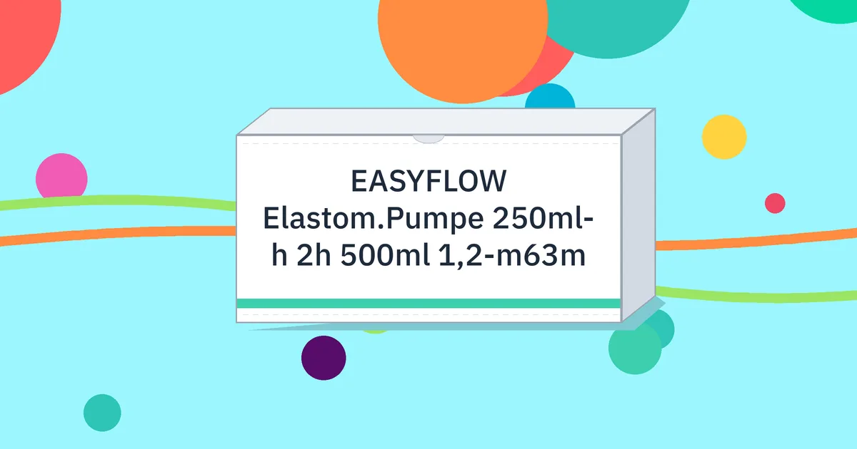 Symbolbild: Packung mit der Aufschrift EASYFLOW Elastom.Pumpe 250ml-h 2h 500ml 1,2-m63m (PZN 19214784) – Verfügbarkeit und Bezug in Apotheken in Frankfurt am Main