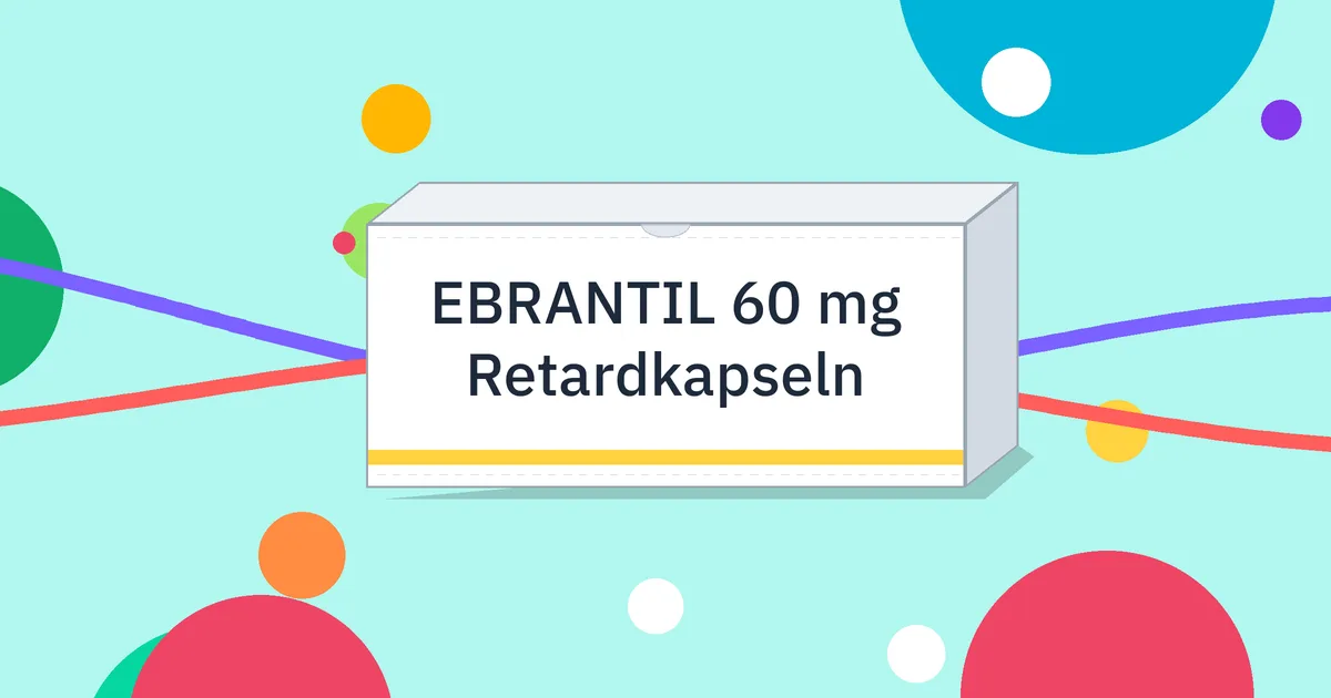 Symbolbild: Packung mit der Aufschrift EBRANTIL 60 mg Retardkapseln (PZN 06339403) – Verfügbarkeit und Bezug in Apotheken in Frankfurt am Main