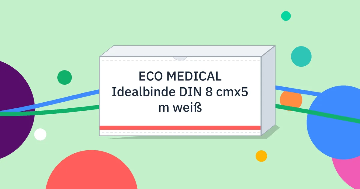 Symbolbild: Packung mit der Aufschrift ECO MEDICAL Idealbinde DIN 8 cmx5 m weiß (PZN 00746432) – Verfügbarkeit und Bezug in Apotheken in Frankfurt am Main