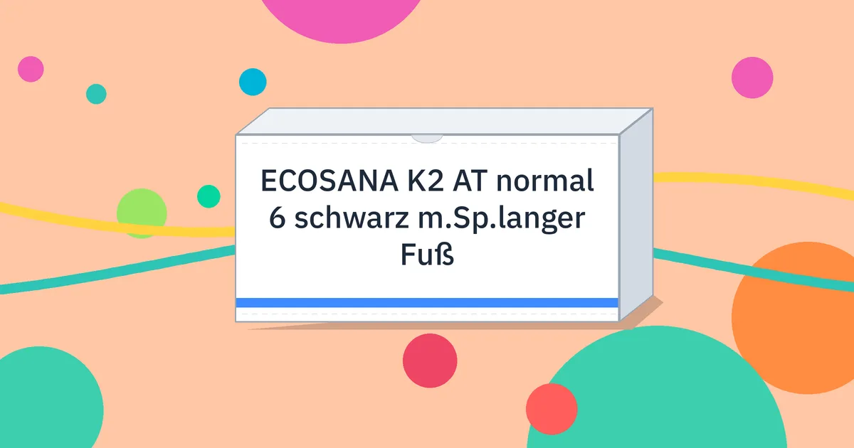 Symbolbild: Packung mit der Aufschrift ECOSANA K2 AT normal 6 schwarz m.Sp.langer Fuß (PZN 10956277) – Verfügbarkeit und Bezug in Apotheken in Frankfurt am Main