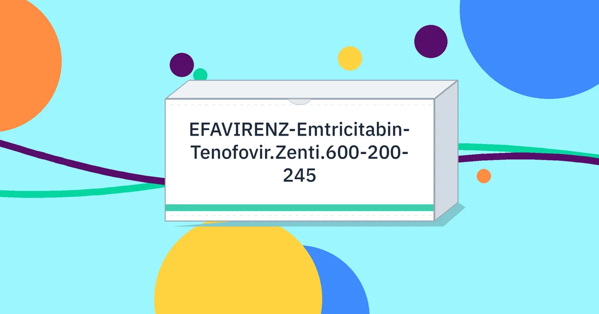Symbolbild: Packung mit der Aufschrift EFAVIRENZ-Emtricitabin-Tenofovir.Zenti.600-200-245 (PZN 16882634) – Verfügbarkeit und Bezug in Apotheken in Frankfurt am Main
