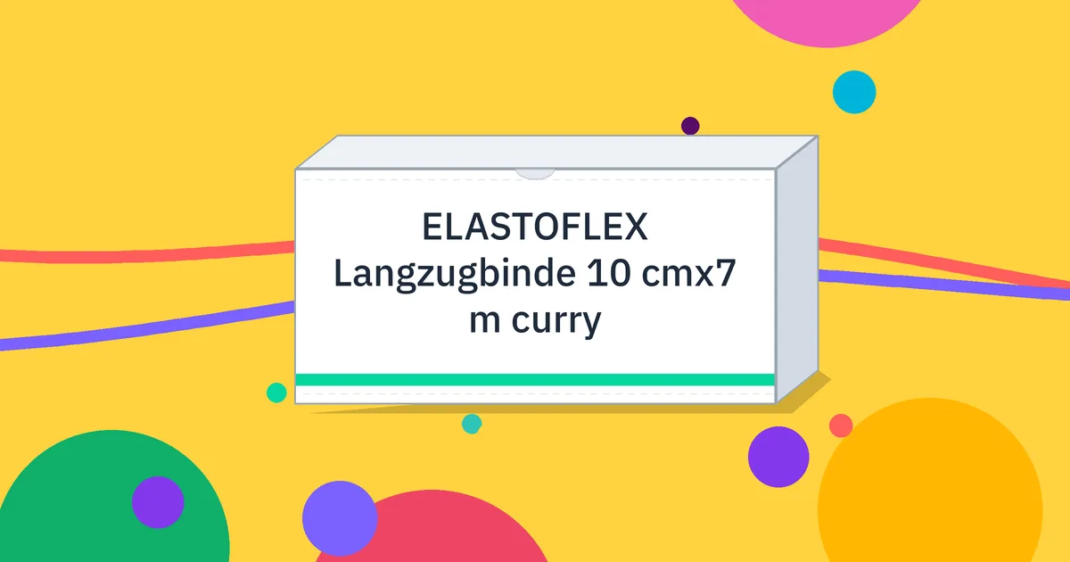 Symbolbild: Packung mit der Aufschrift ELASTOFLEX Langzugbinde 10 cmx7 m curry (PZN 17175525) – Verfügbarkeit und Bezug in Apotheken in Frankfurt am Main