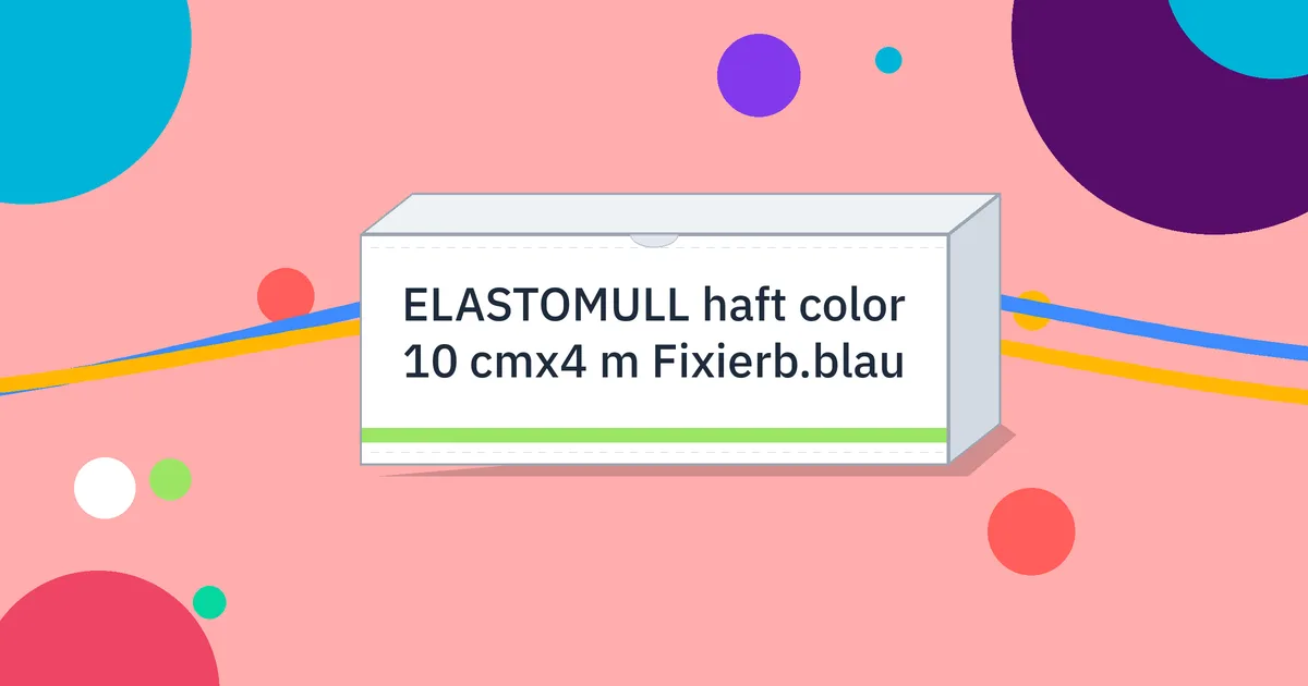 Symbolbild: Packung mit der Aufschrift ELASTOMULL haft color 10 cmx4 m Fixierb.blau (PZN 03393201) – Verfügbarkeit und Bezug in Apotheken in Frankfurt am Main